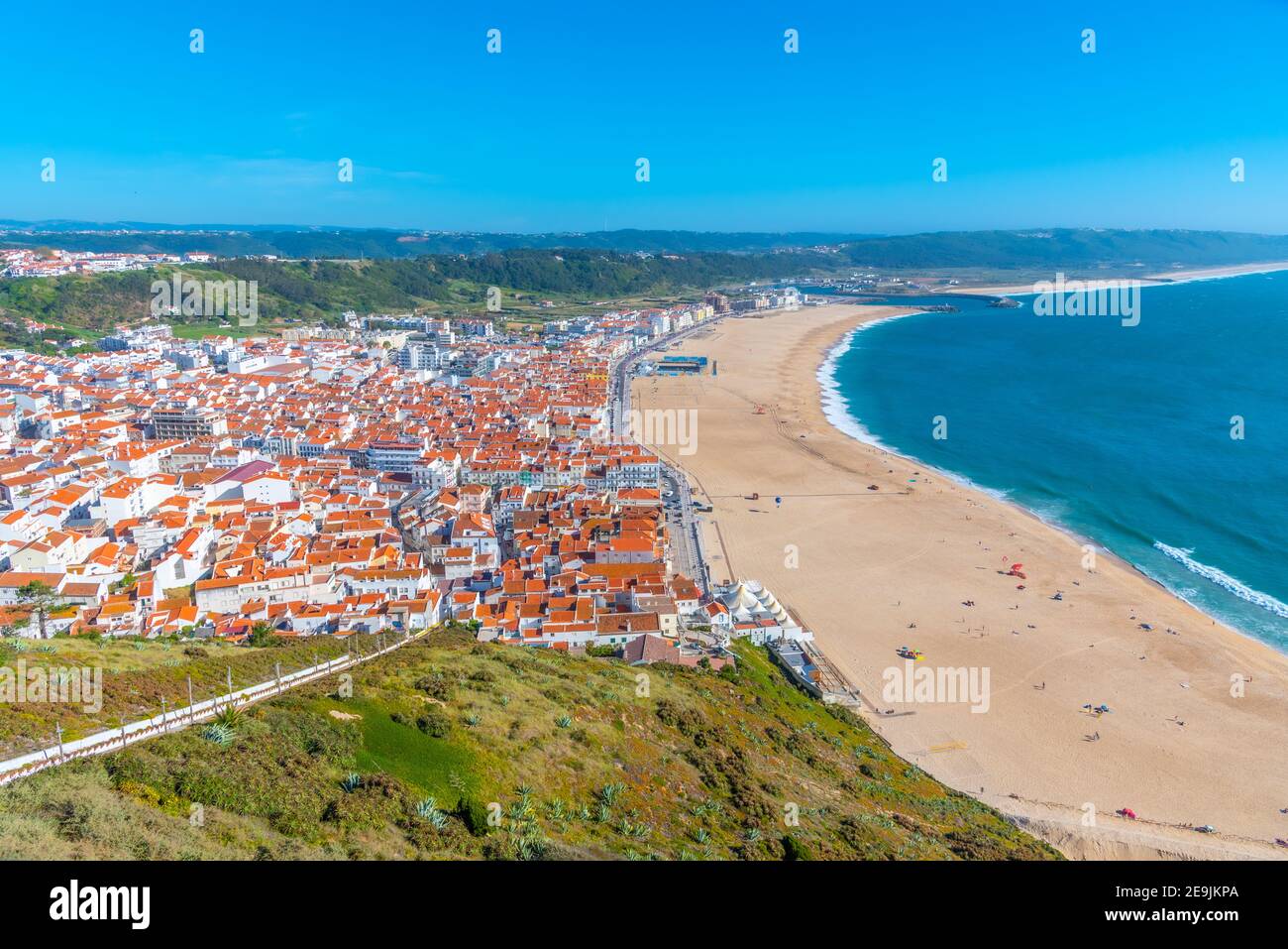 Aerial view of Portuguese seaside town Nazare Stock Photo - Alamy