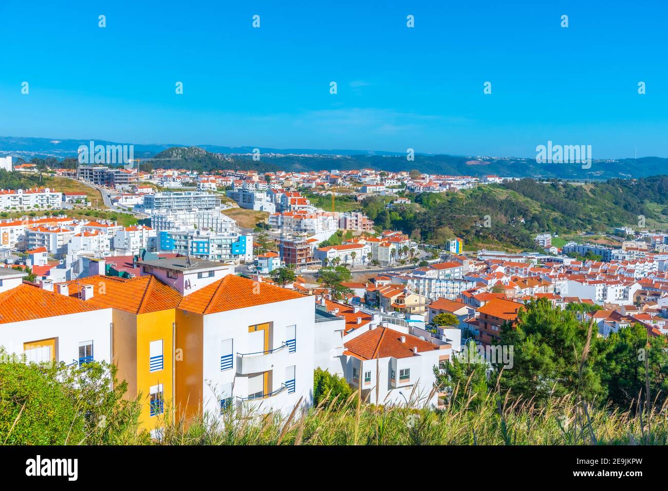 Aerial view of Portuguese seaside town Nazare Stock Photo - Alamy