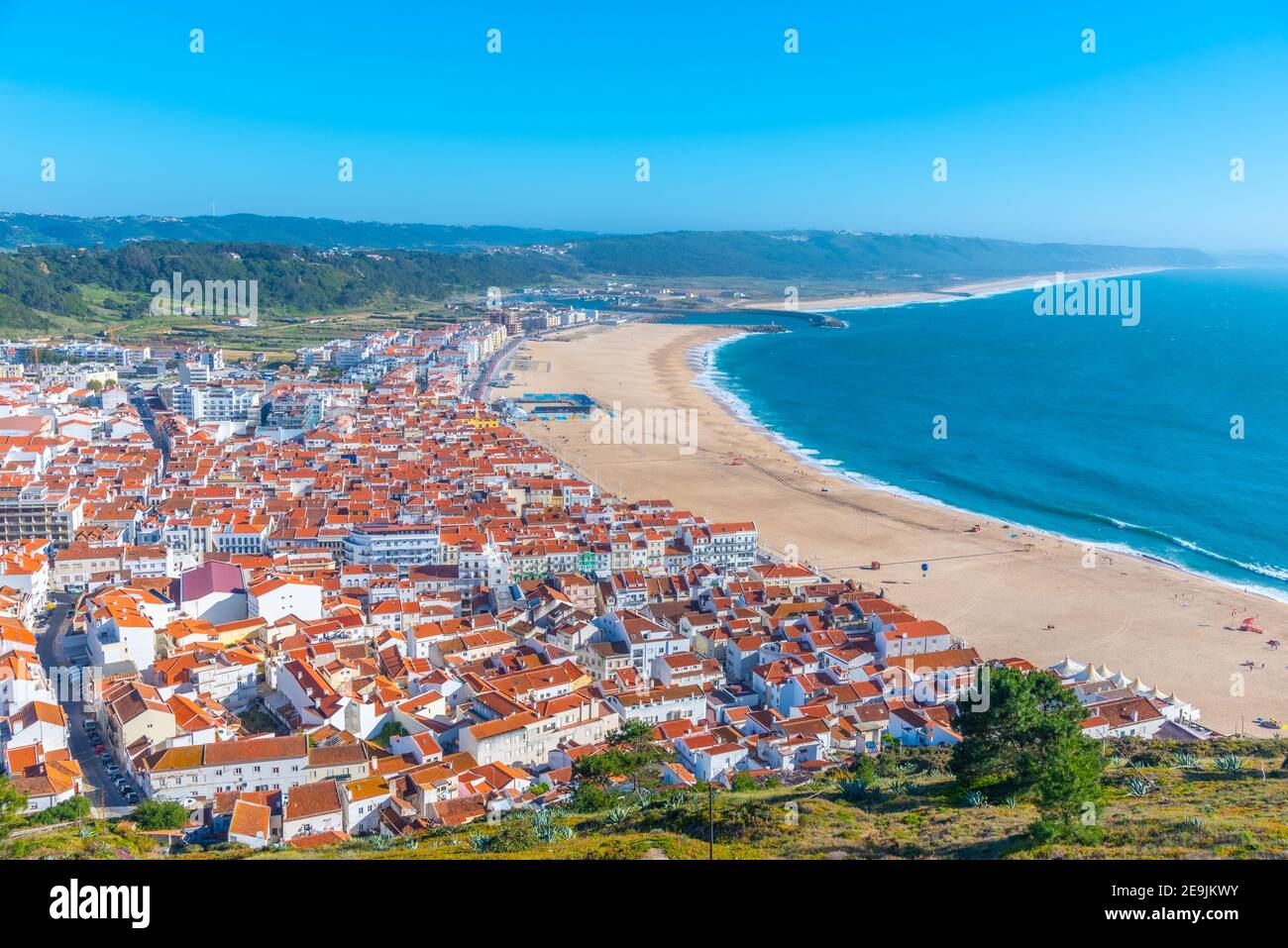 Aerial view of Portuguese seaside town Nazare Stock Photo - Alamy