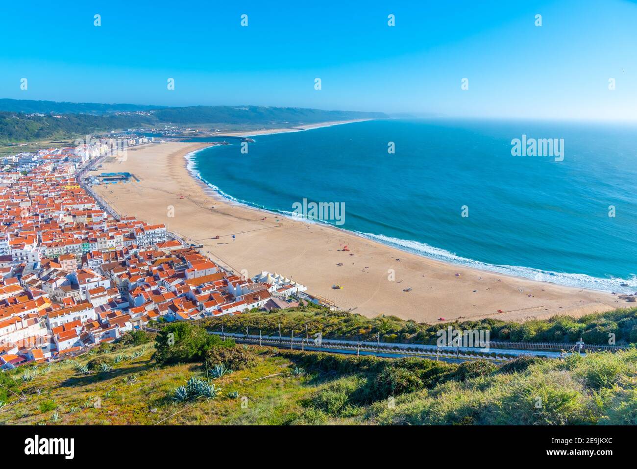Aerial view of Portuguese seaside town Nazare Stock Photo - Alamy