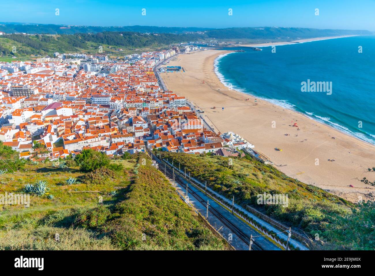 Aerial view of Portuguese seaside town Nazare Stock Photo - Alamy