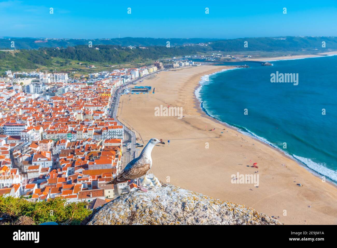Aerial view of Portuguese seaside town Nazare Stock Photo - Alamy