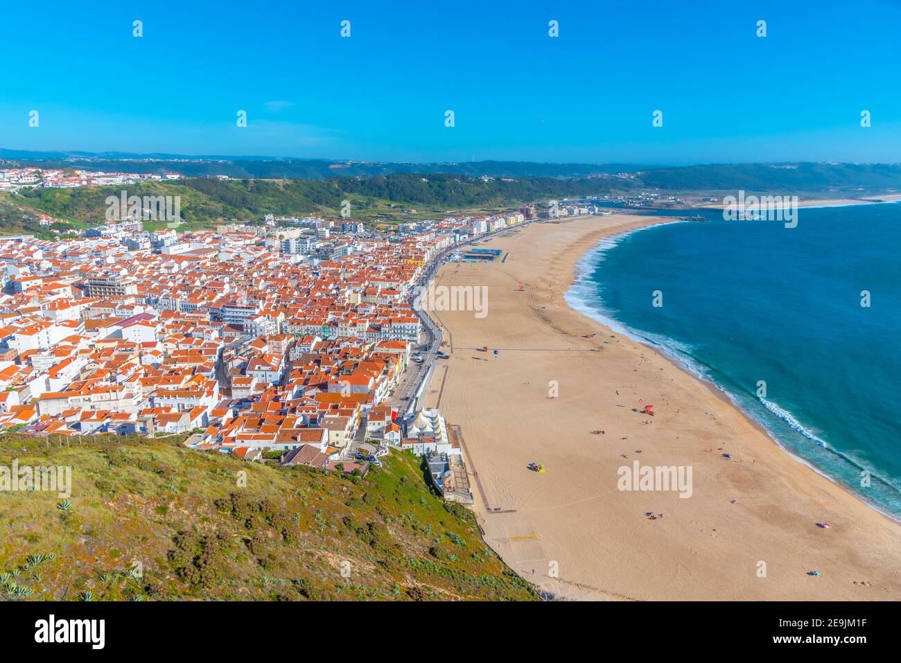 Aerial view of Portuguese seaside town Nazare Stock Photo - Alamy