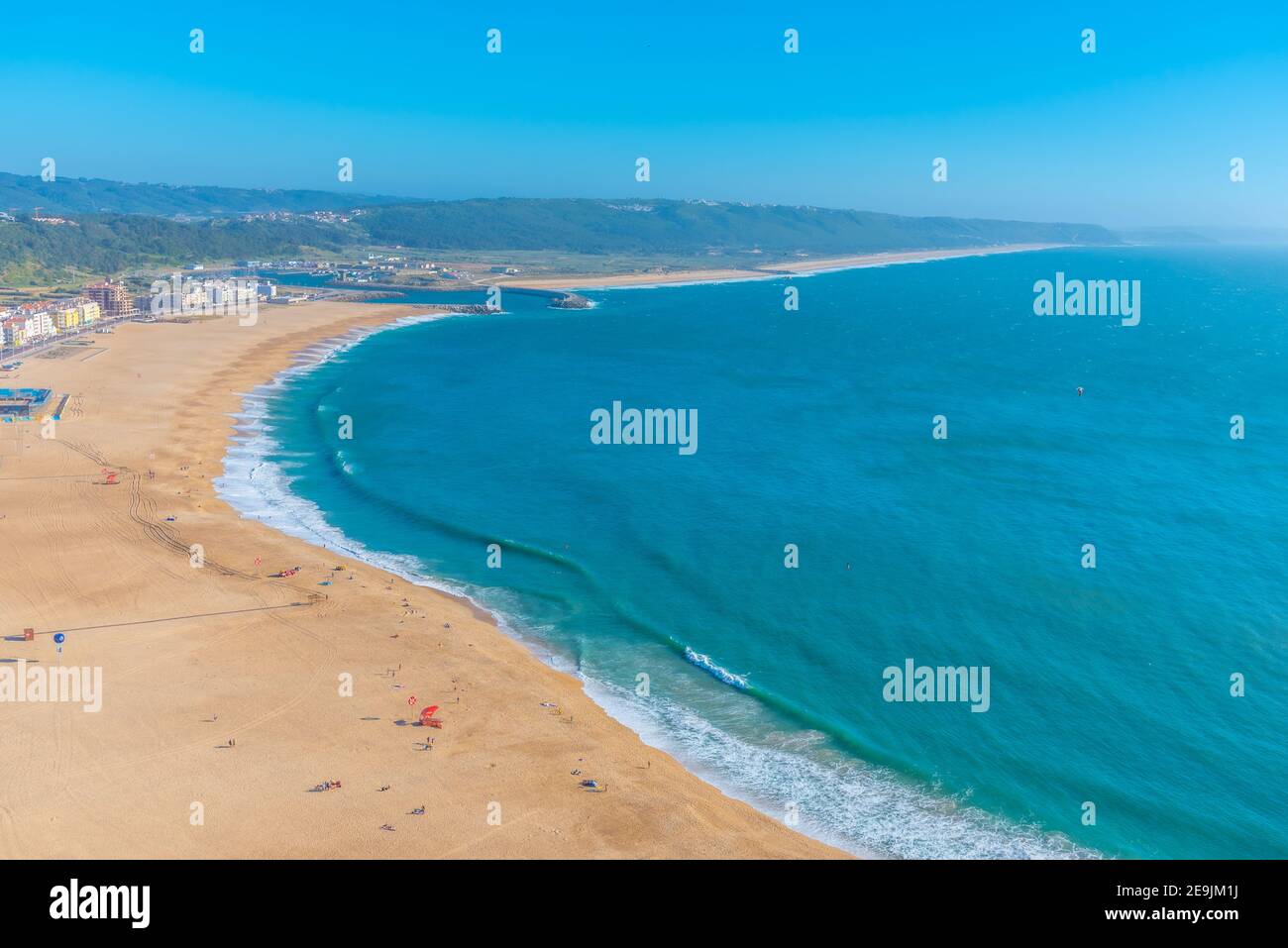 Aerial view of a beach in Nazare in Portugal Stock Photo - Alamy