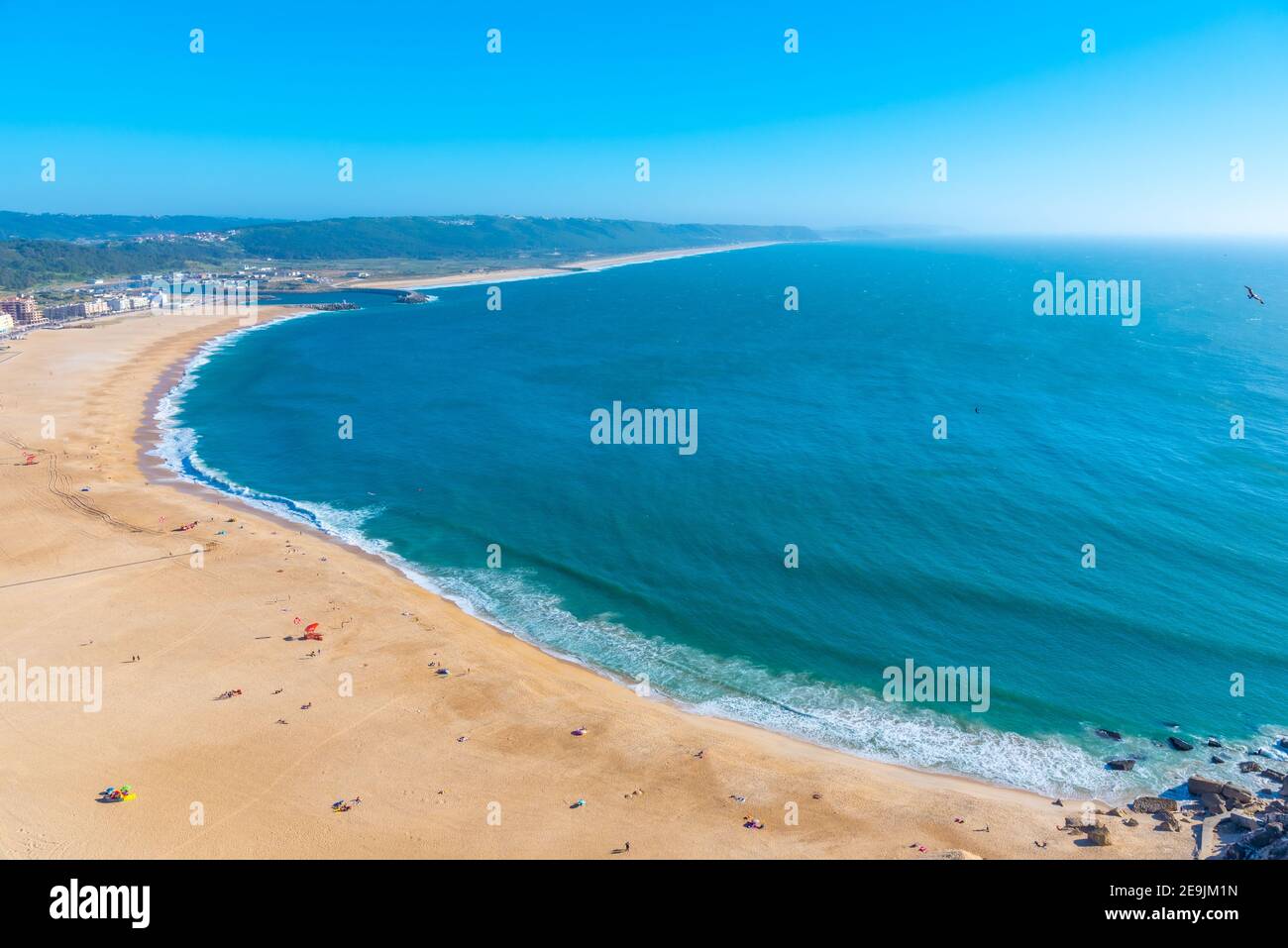 Aerial view of a beach in Nazare in Portugal Stock Photo - Alamy