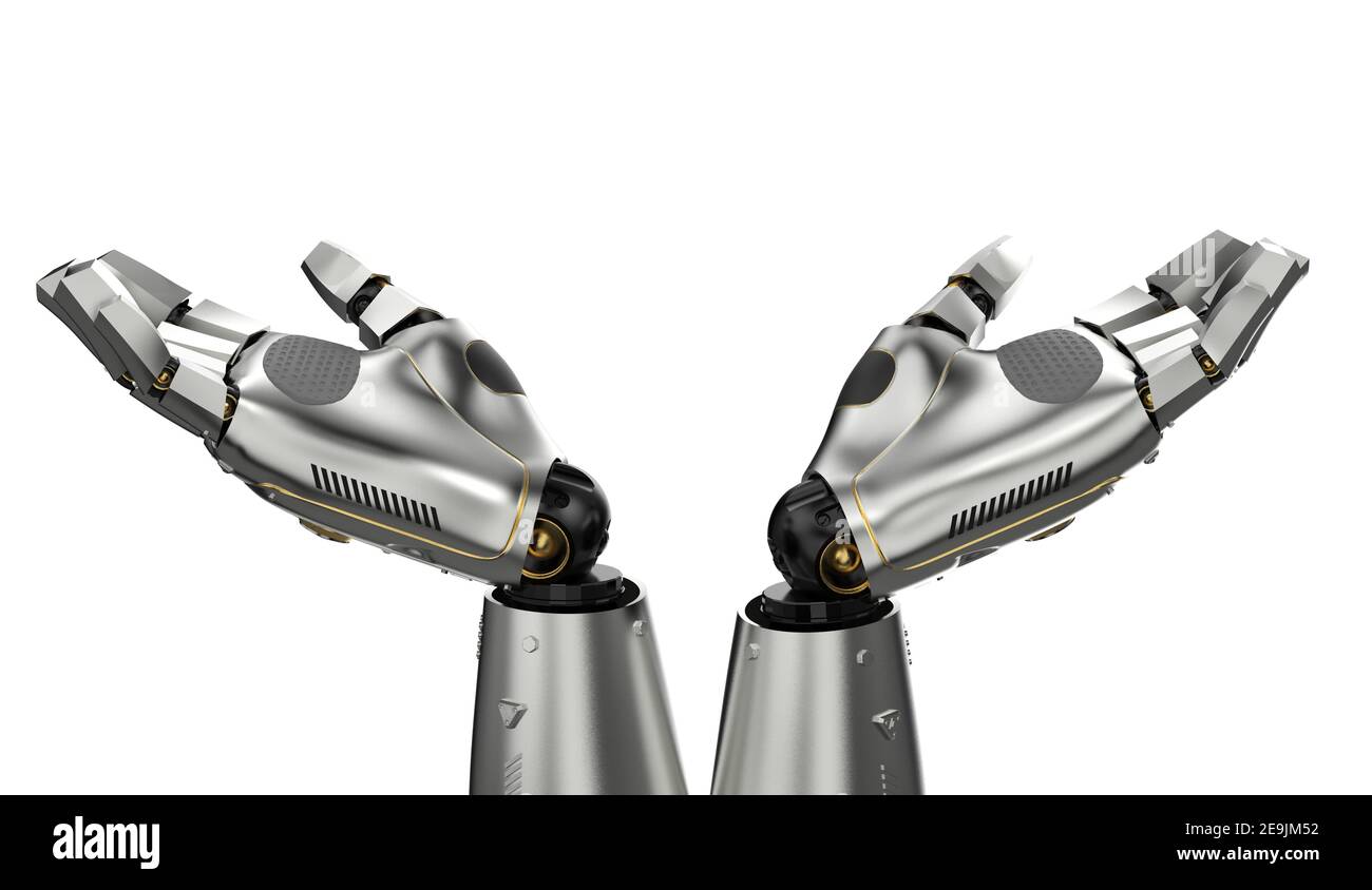 3d rendering robot hand open or extend isolated on white background ...