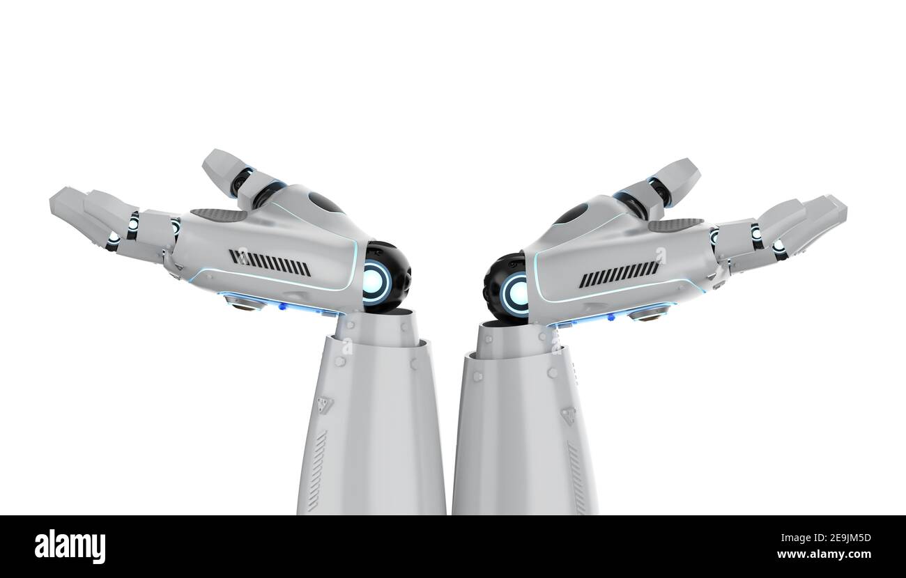 3d rendering robot hand open or extend isolated on white background ...