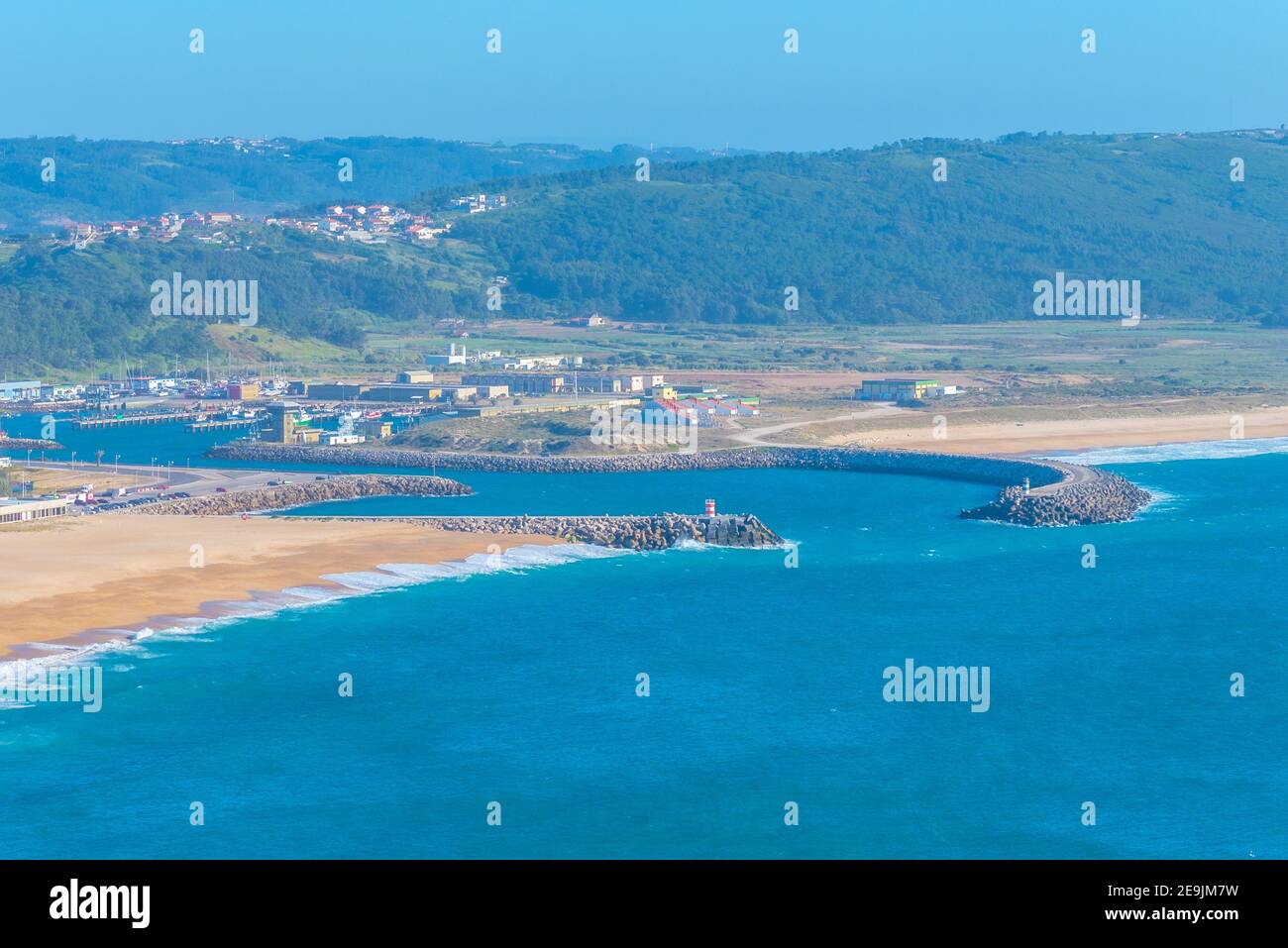 Aerial view of a beach in Nazare in Portugal Stock Photo - Alamy