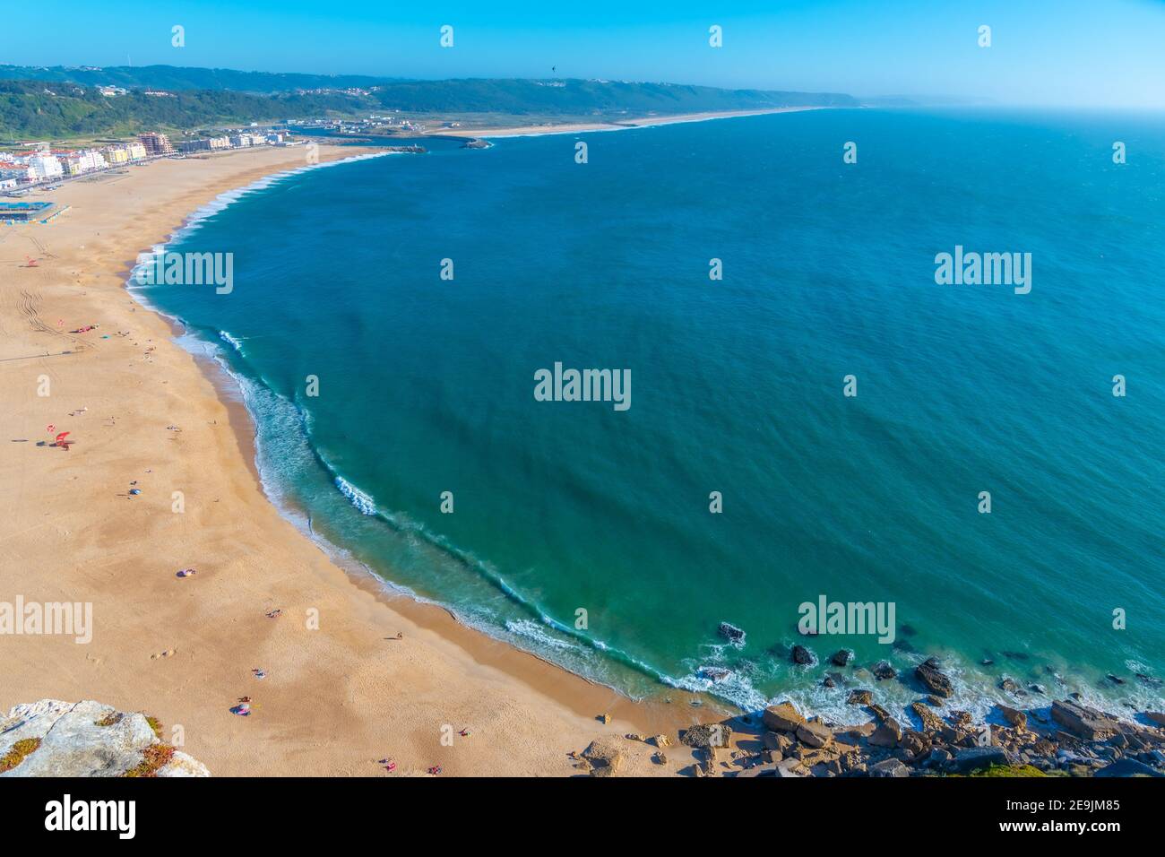 Aerial view of a beach in Nazare in Portugal Stock Photo - Alamy
