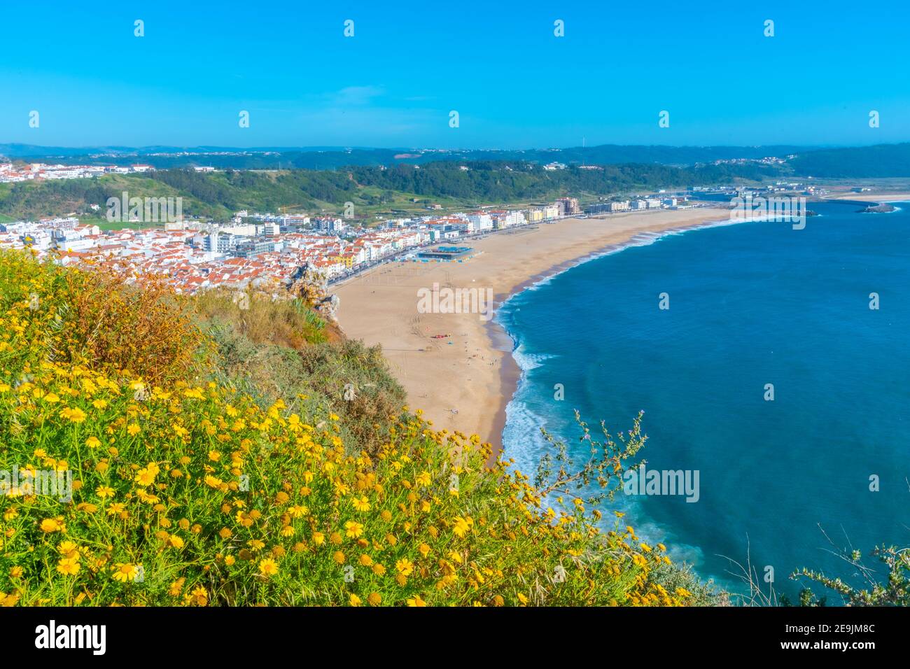 Aerial view of Portuguese seaside town Nazare Stock Photo - Alamy