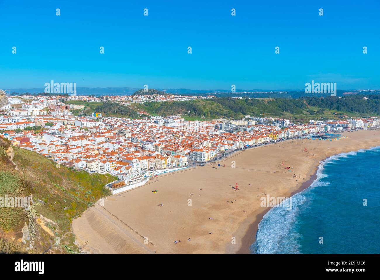 Aerial view of Portuguese seaside town Nazare Stock Photo - Alamy