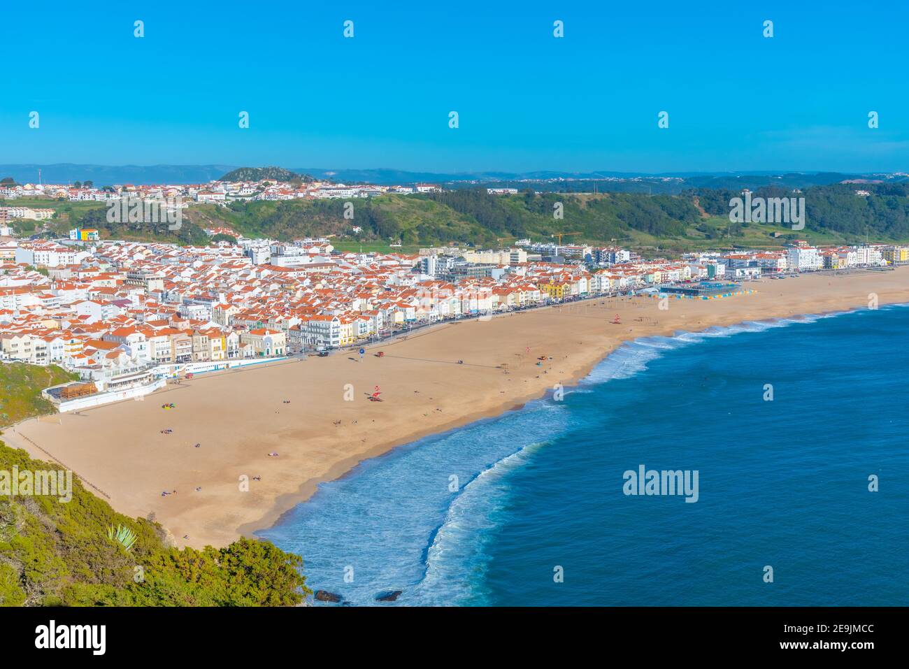 Aerial view of Portuguese seaside town Nazare Stock Photo - Alamy