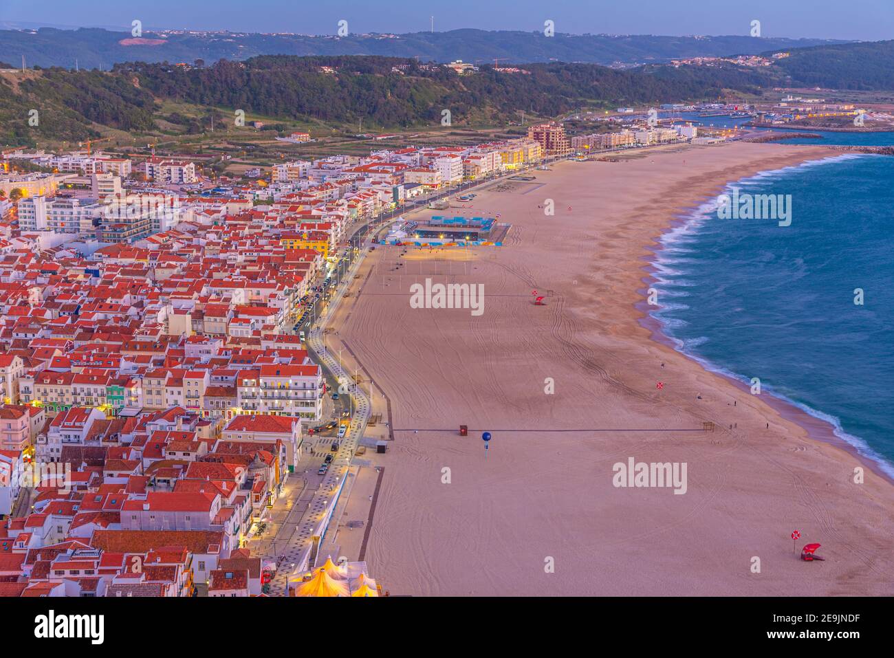 Sunset view of Nazare in Portugal Stock Photo - Alamy