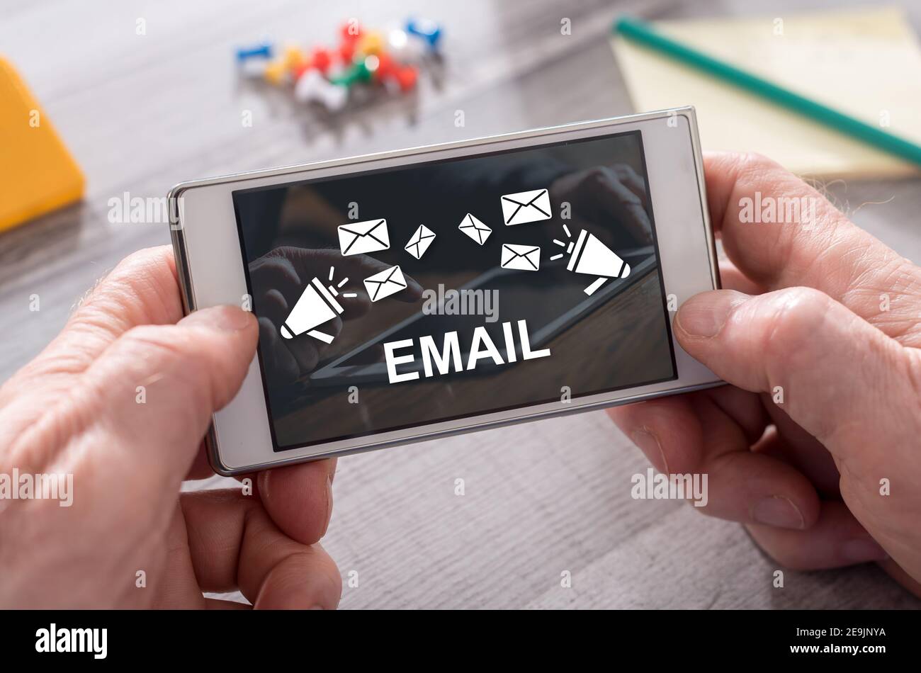 Email concept on mobile phone Stock Photo - Alamy