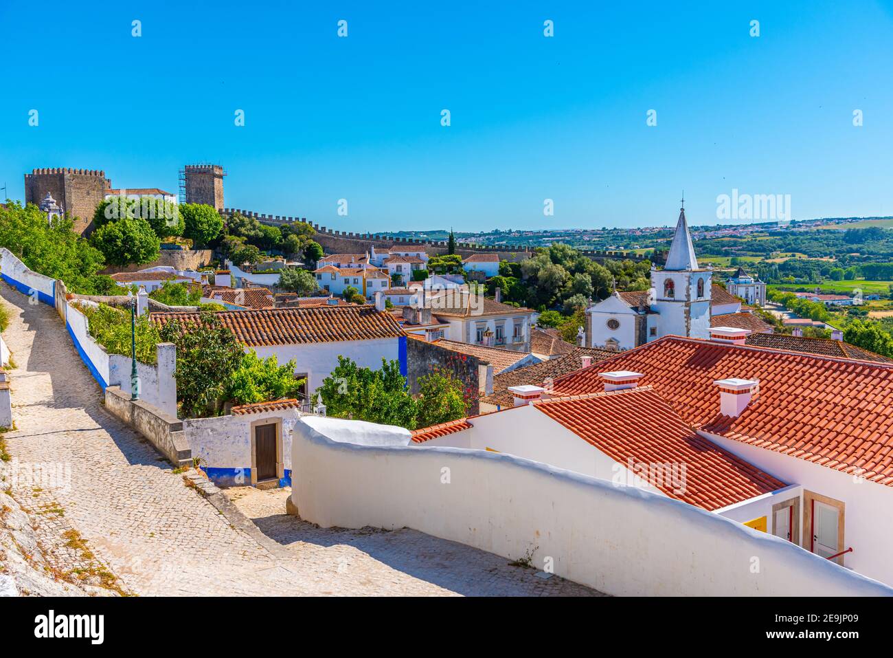 View of Obidos castle in Portugal Stock Photo - Alamy