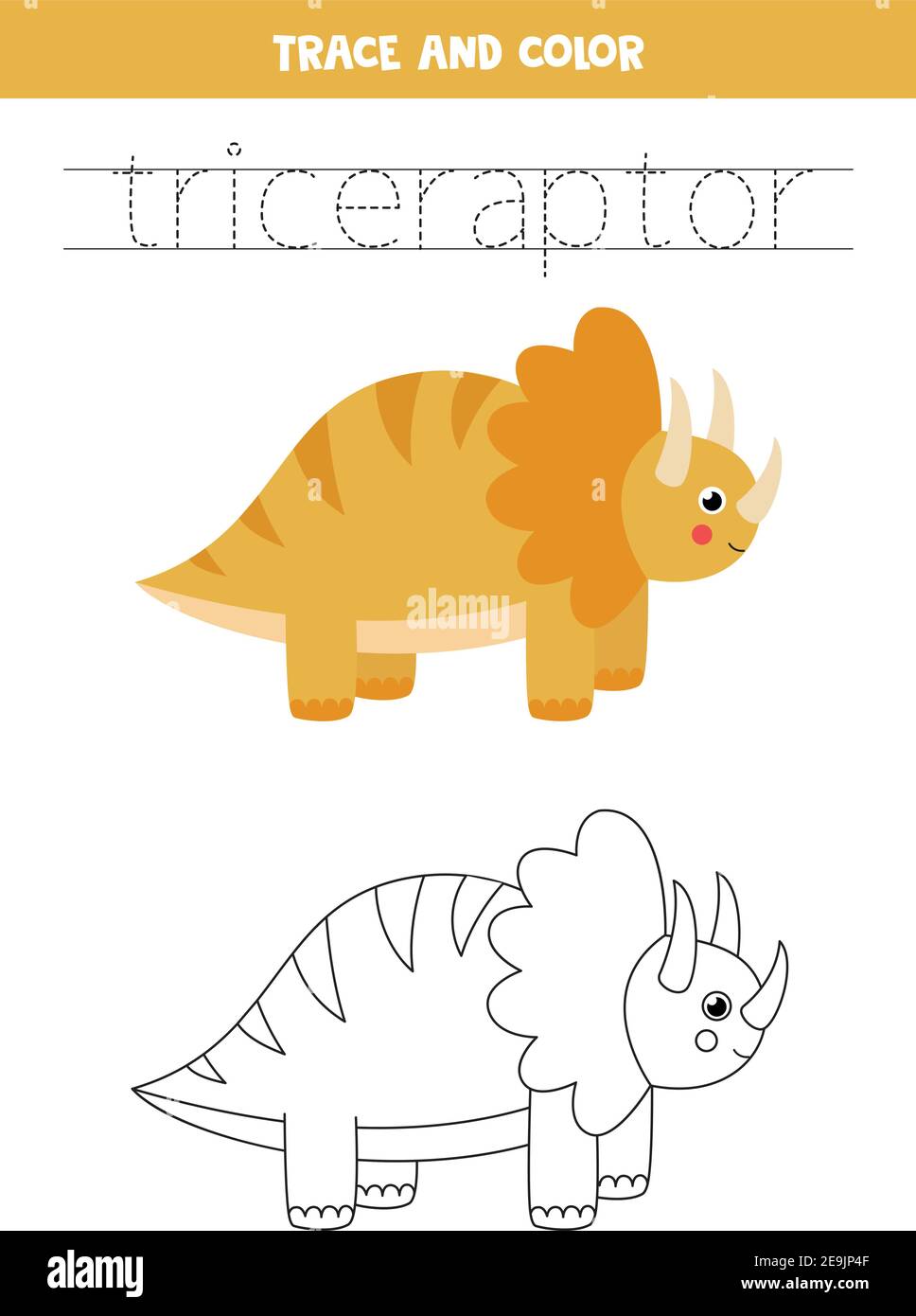 Trace the letters and color the dinosaur trice raptor. Handwriting ...