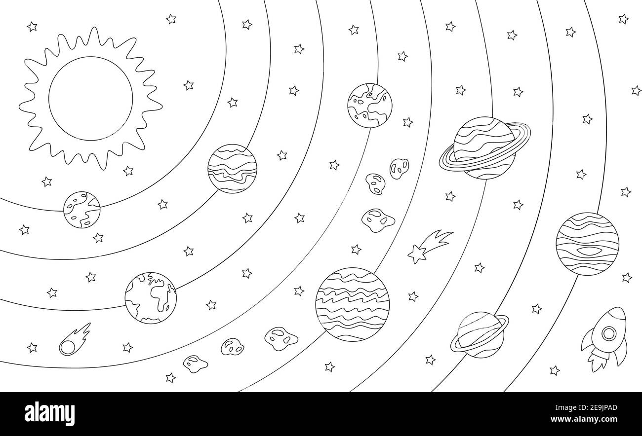 Solar System Vector Black And White