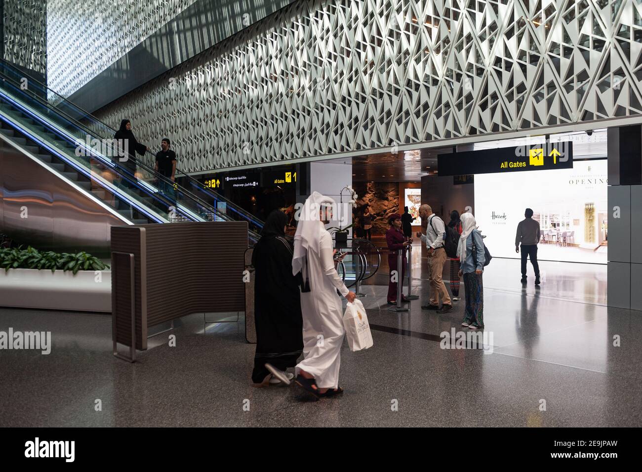 05.06.2019, Doha, Qatar, Asia - Passengers inside the new terminal at ...