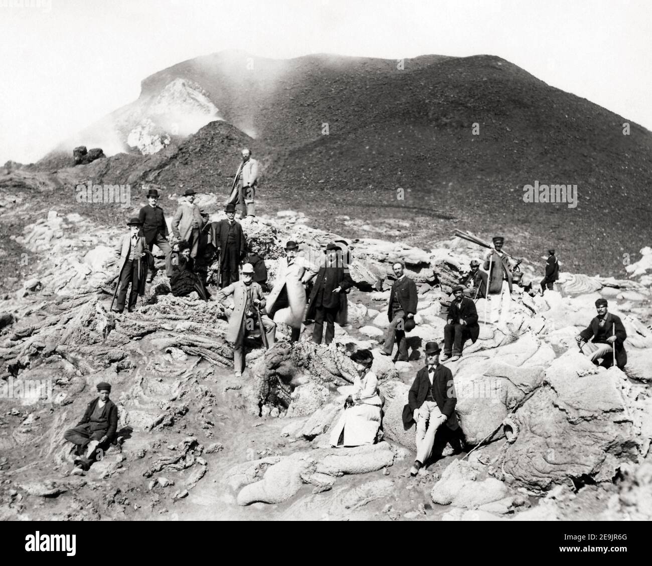 Late 19th century photograph - Tourists on Vesuvius, Italy Stock Photo ...