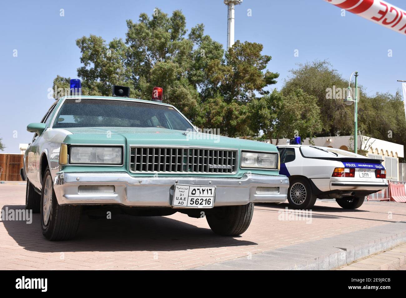 Classic Abu Dhabi Police Cars Exhibition in Al Ain City Stock Photo - Alamy