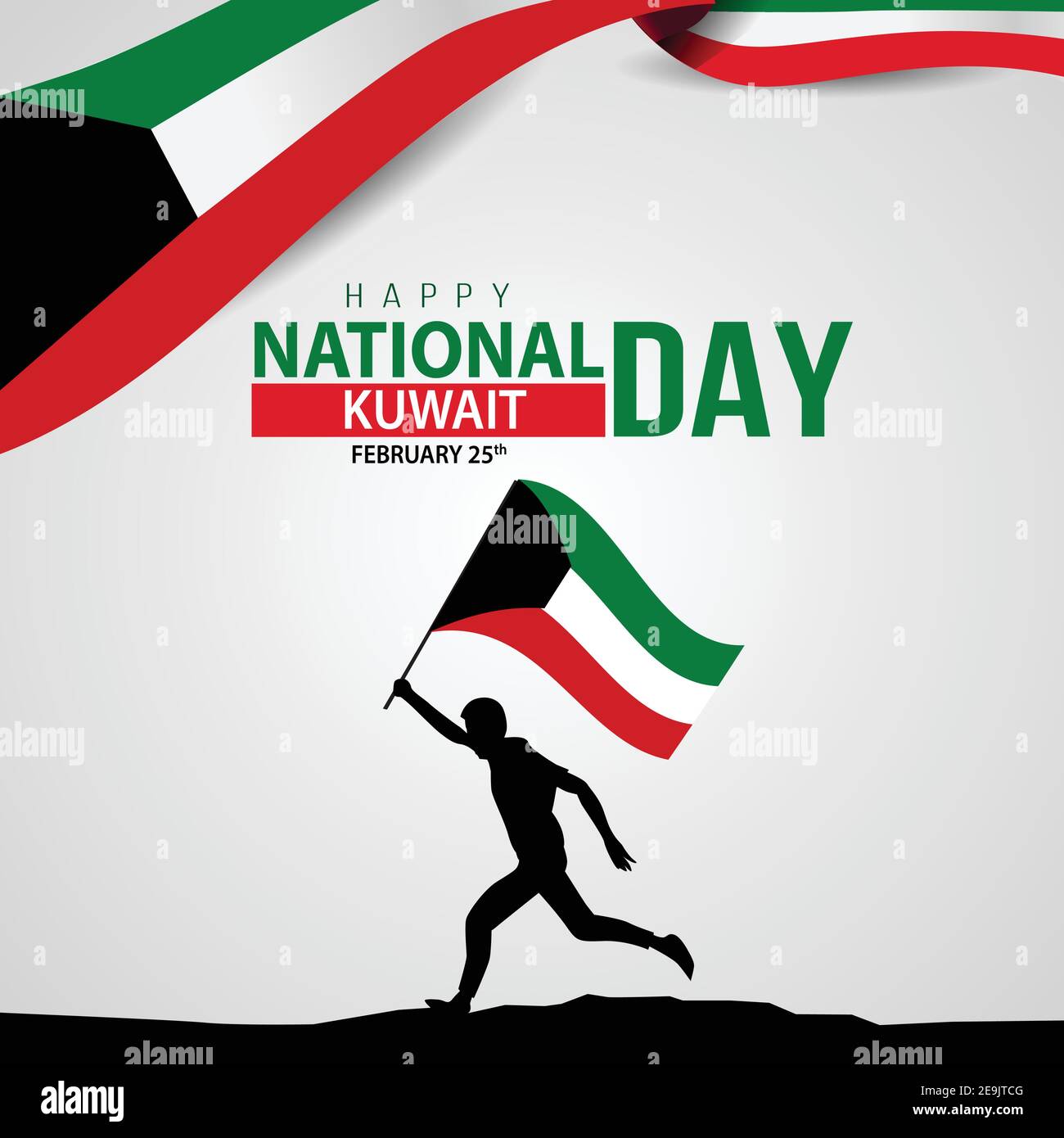 happy national day Kuwait a man running with Kuwait flag. vector ...