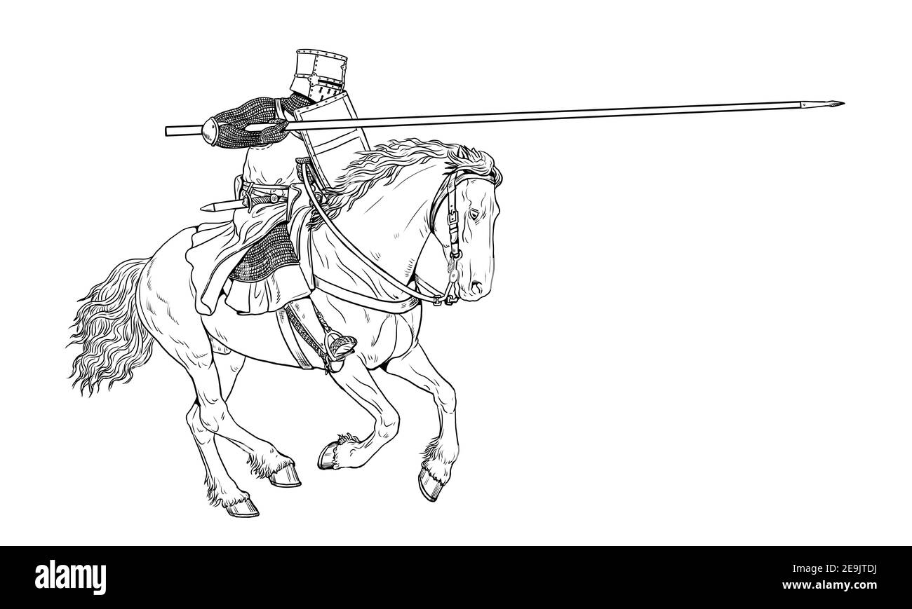 Knight horseback. Heavy cavalry attack. Digital drawing Stock Photo - Alamy