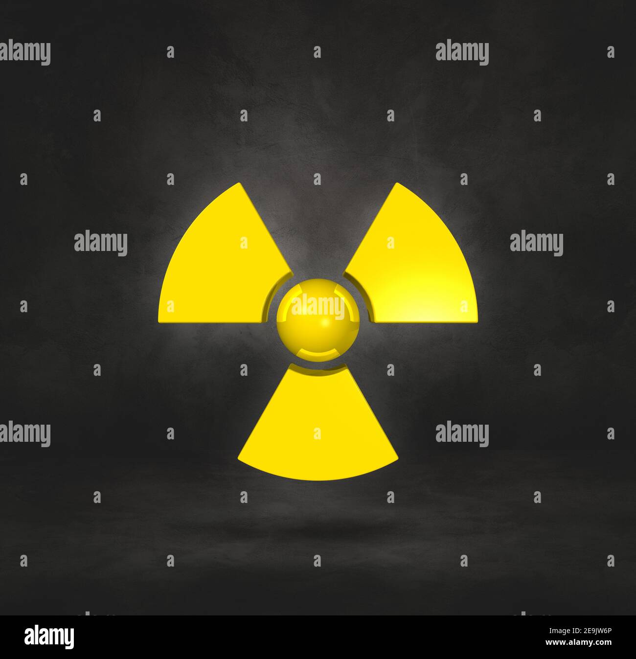 Radioactive symbol isolated on a black studio background. 3D ...