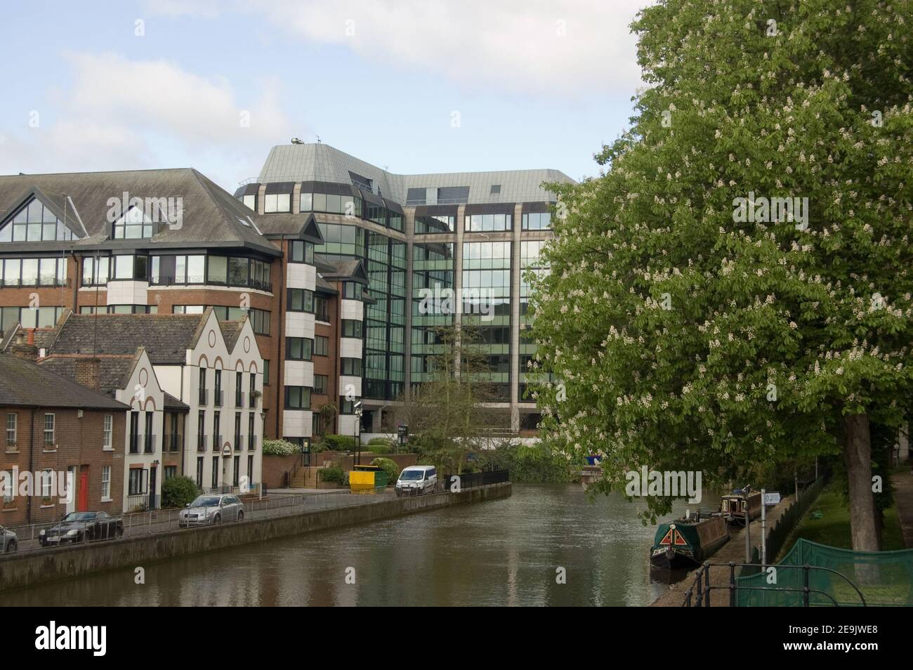 View from above of the River Kennet as it bends through Reading at ...