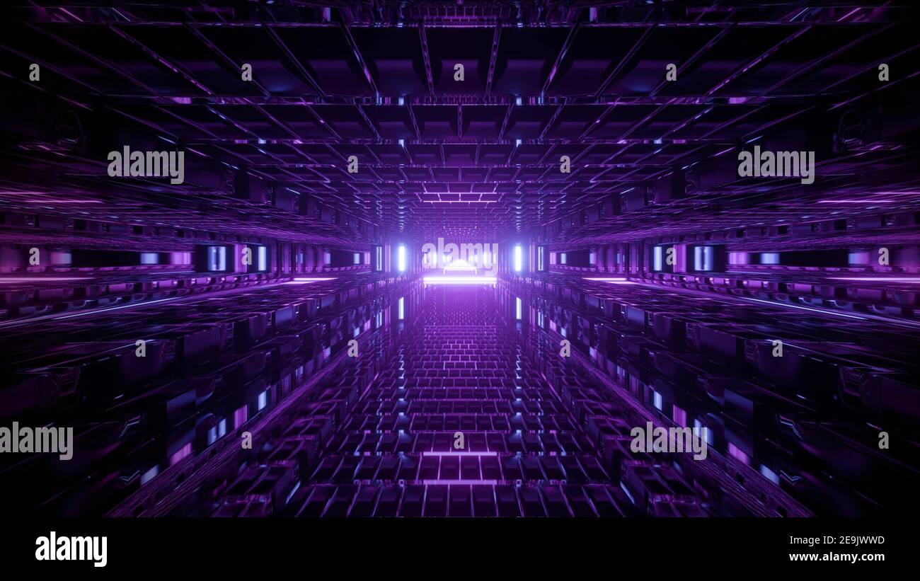 3D illustration of futuristic violet tunnel Stock Photo - Alamy