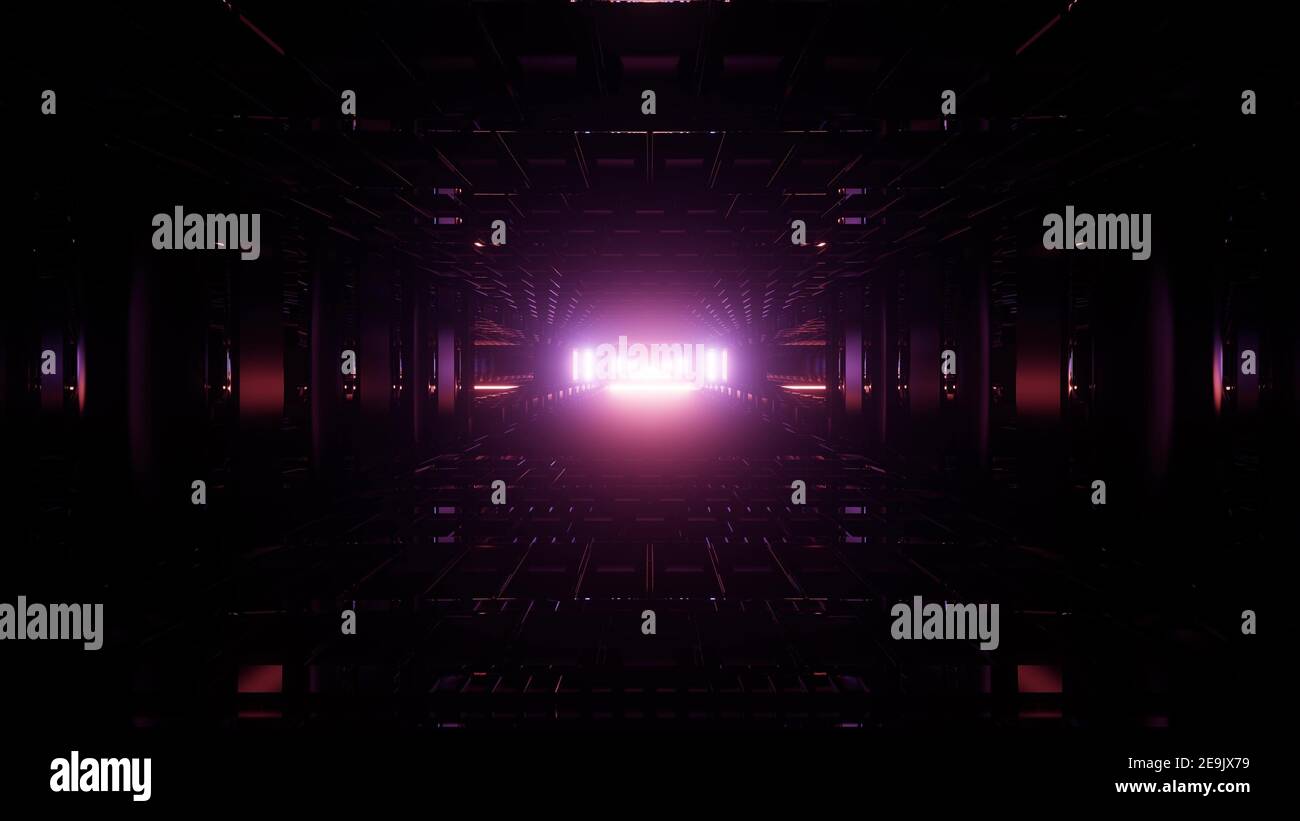 3D illustration of dark tunnel with purple illumination Stock Photo - Alamy