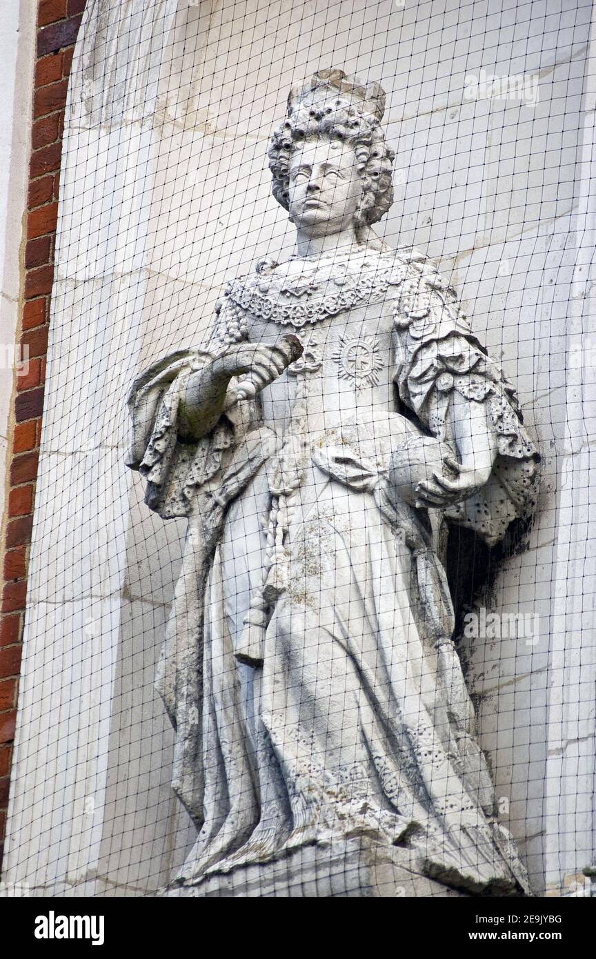 Public statue of Queen Anne (1665 - 1714) erected in 1707 on the ...