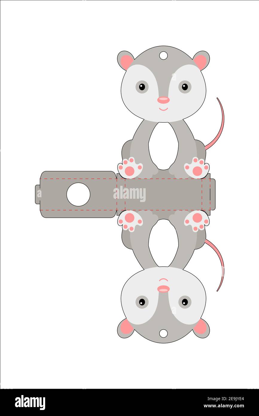 Cute easter egg holder opossum template. Retail paper box for the ...