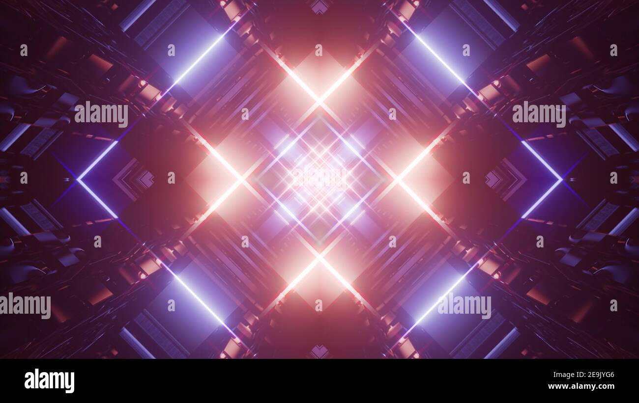 Futuristic design with neon lights 3d illustration Stock Photo - Alamy