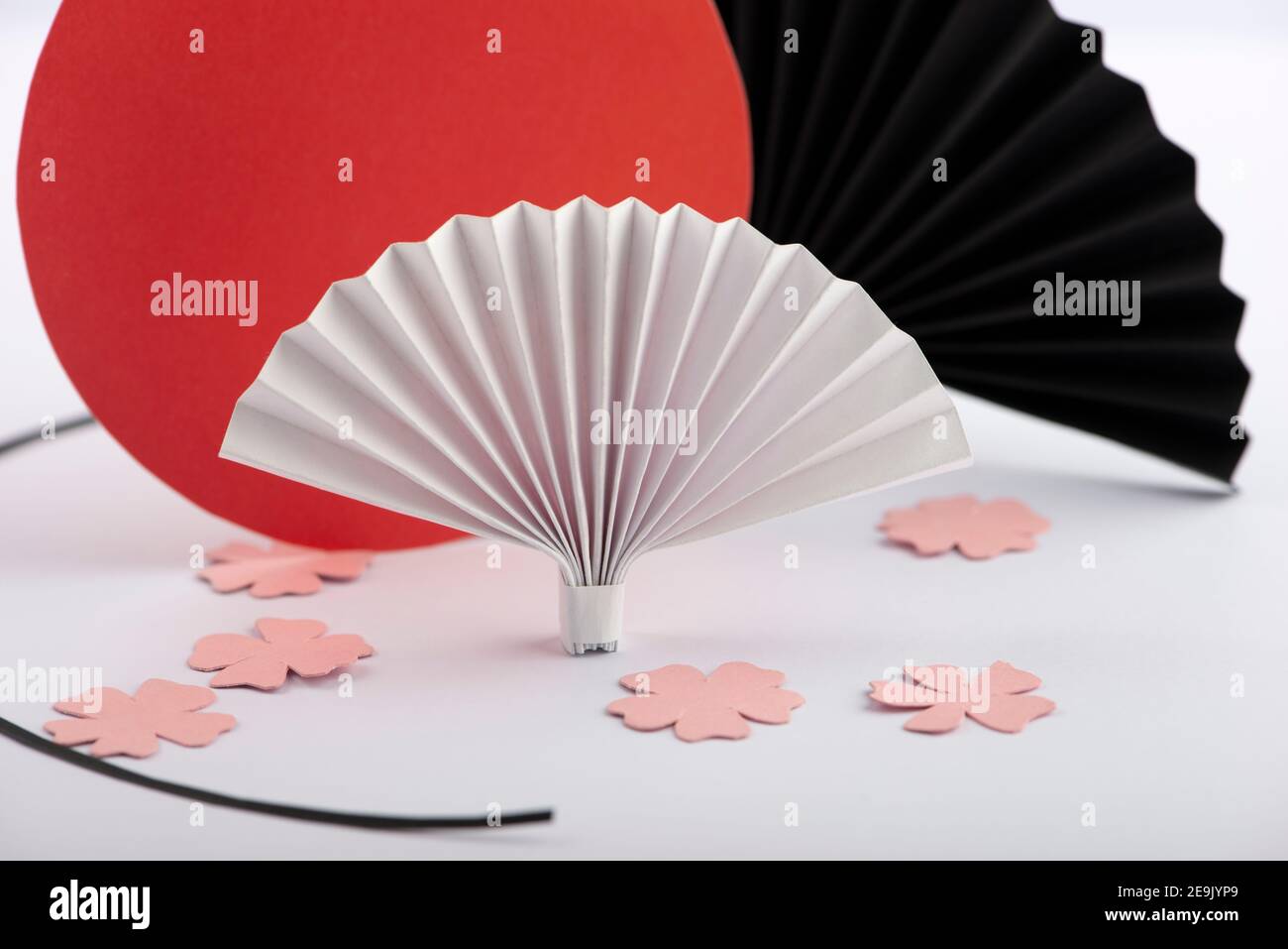 Origami paper fans on white background. Paper design for Japan National ...