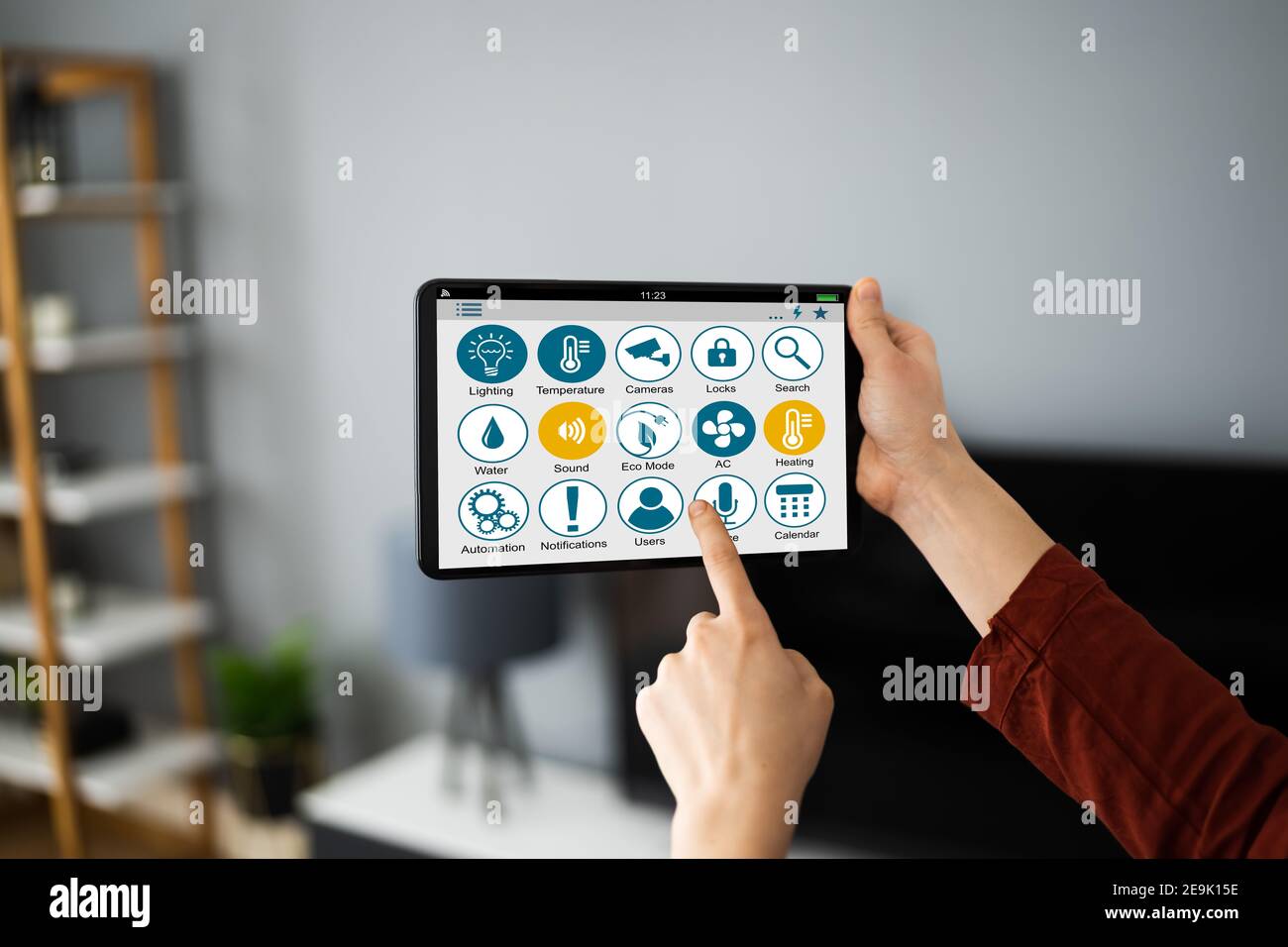 Emergency Alarm Control System And Curtains Automation On Tablet Stock ...
