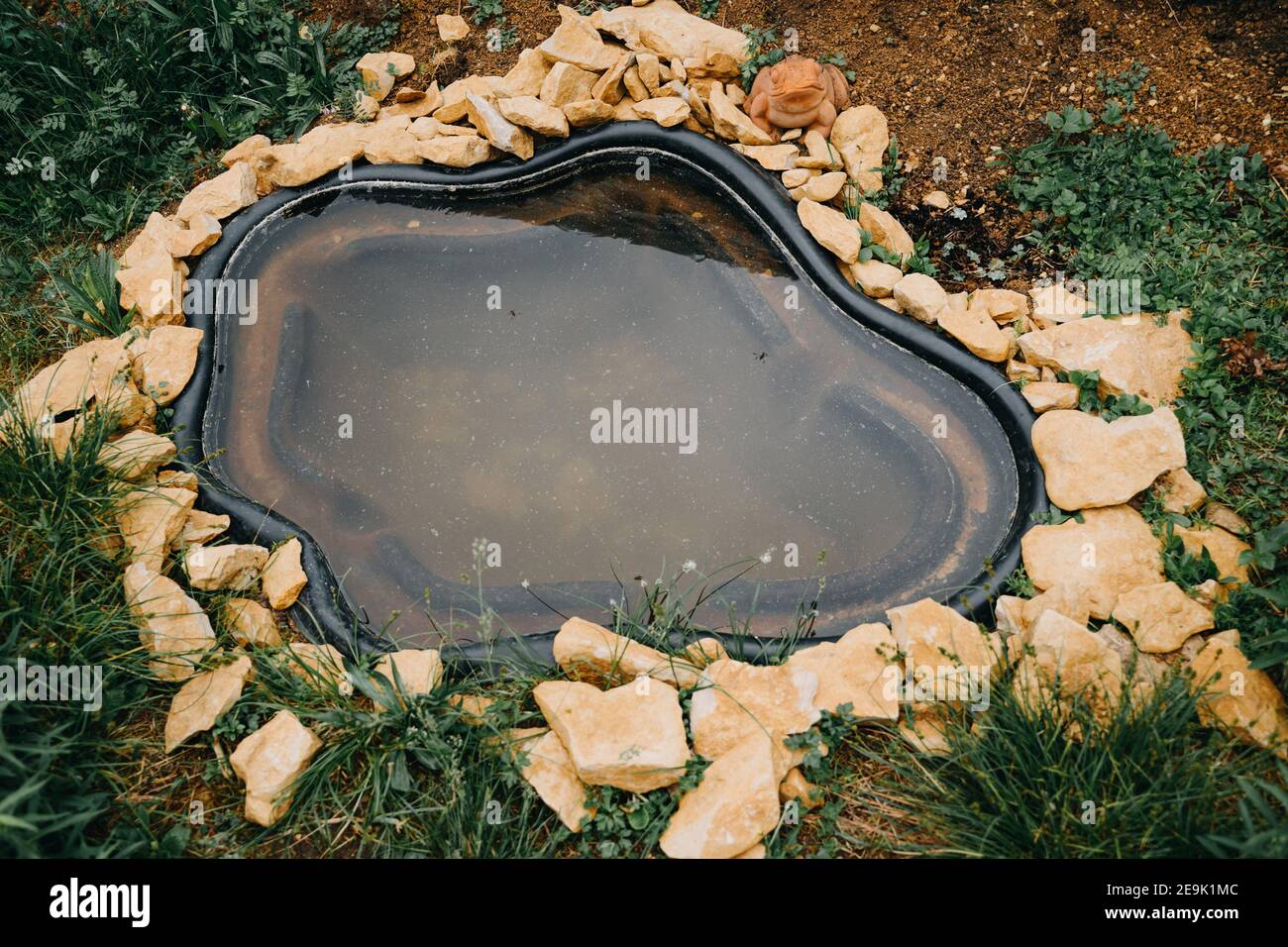 a small self-made lake in the house garden Stock Photo - Alamy