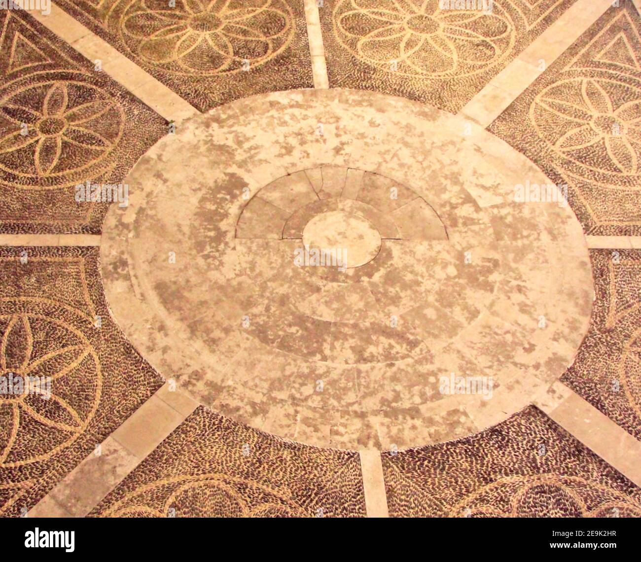 Paving of earth colour and geometric figures in perspective. Texture of ...