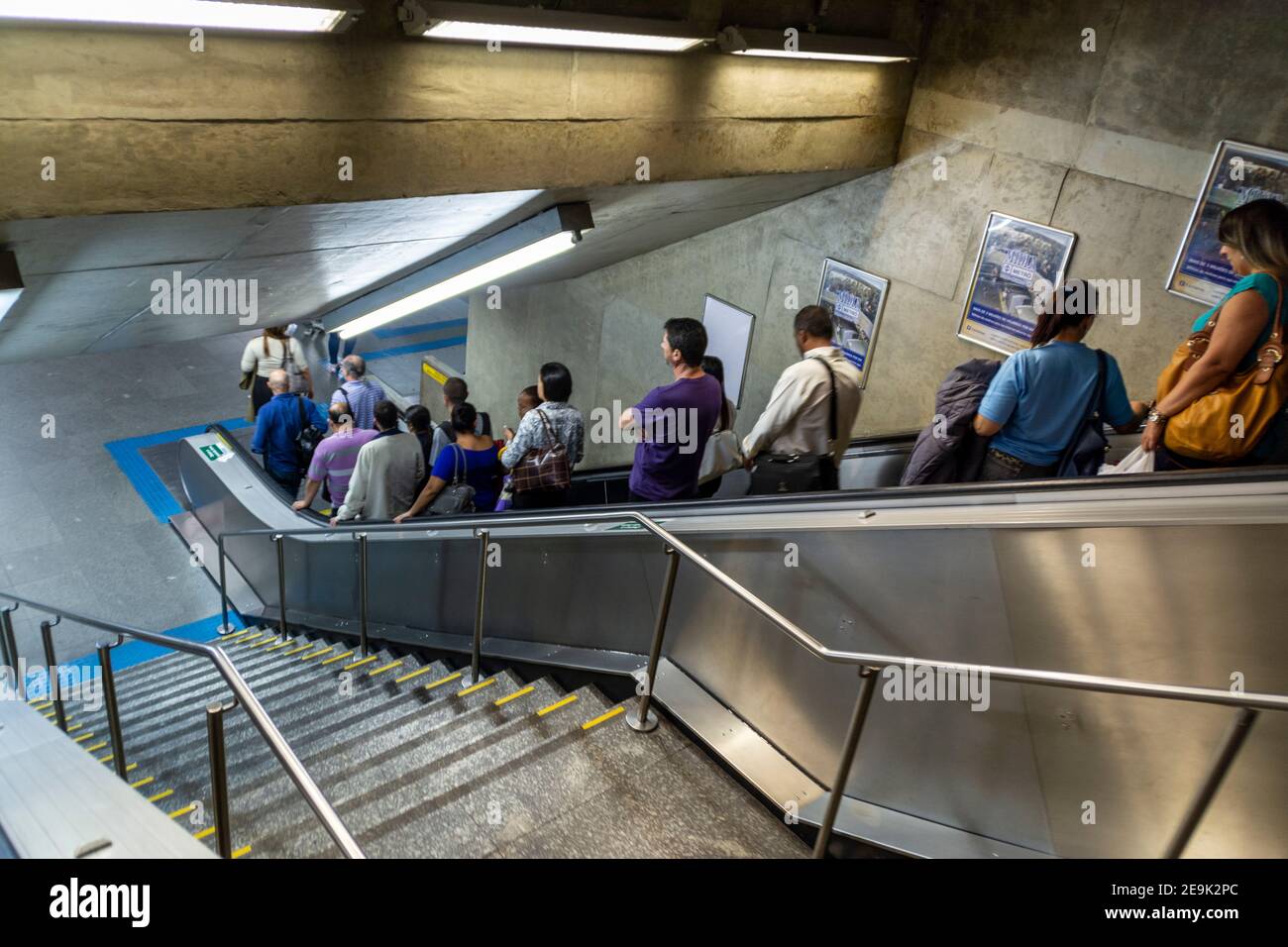 Passengers at a metro station in Praca da Republic (Republic Square) in ...