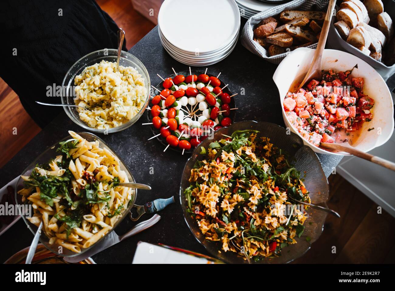 healthy pasta open buffet lunch at a party Stock Photo - Alamy