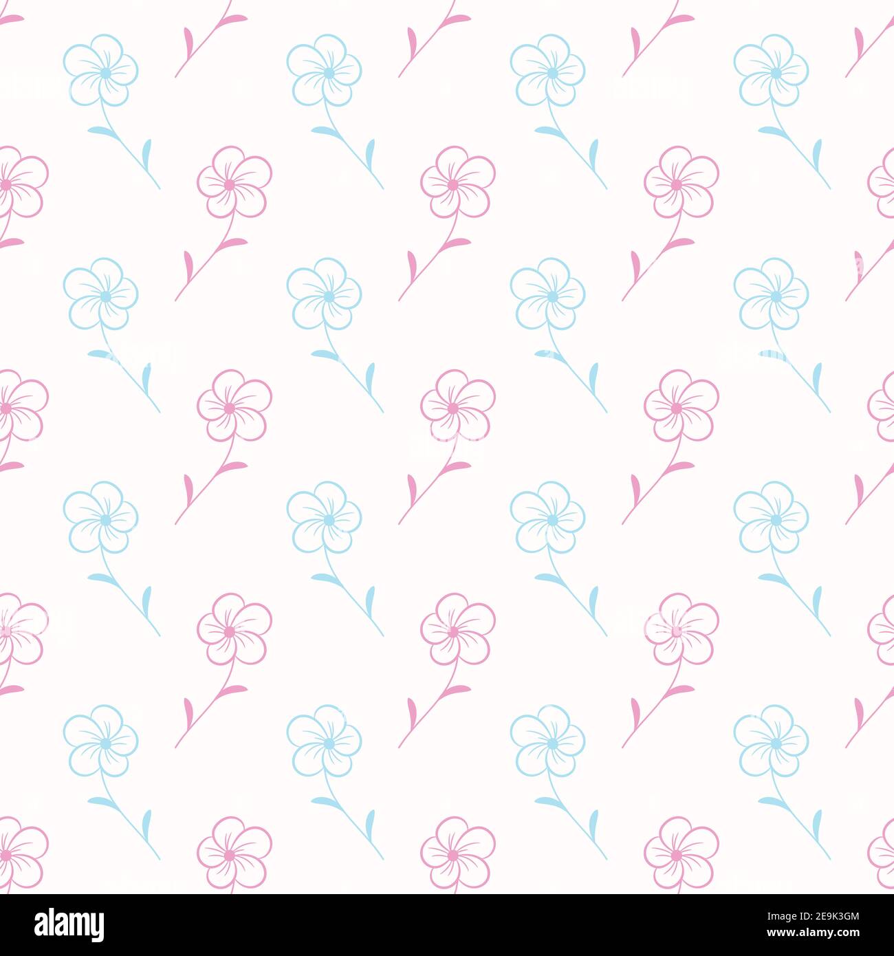 Cute doodle floral seamless repeat pattern vector background. Hand ...