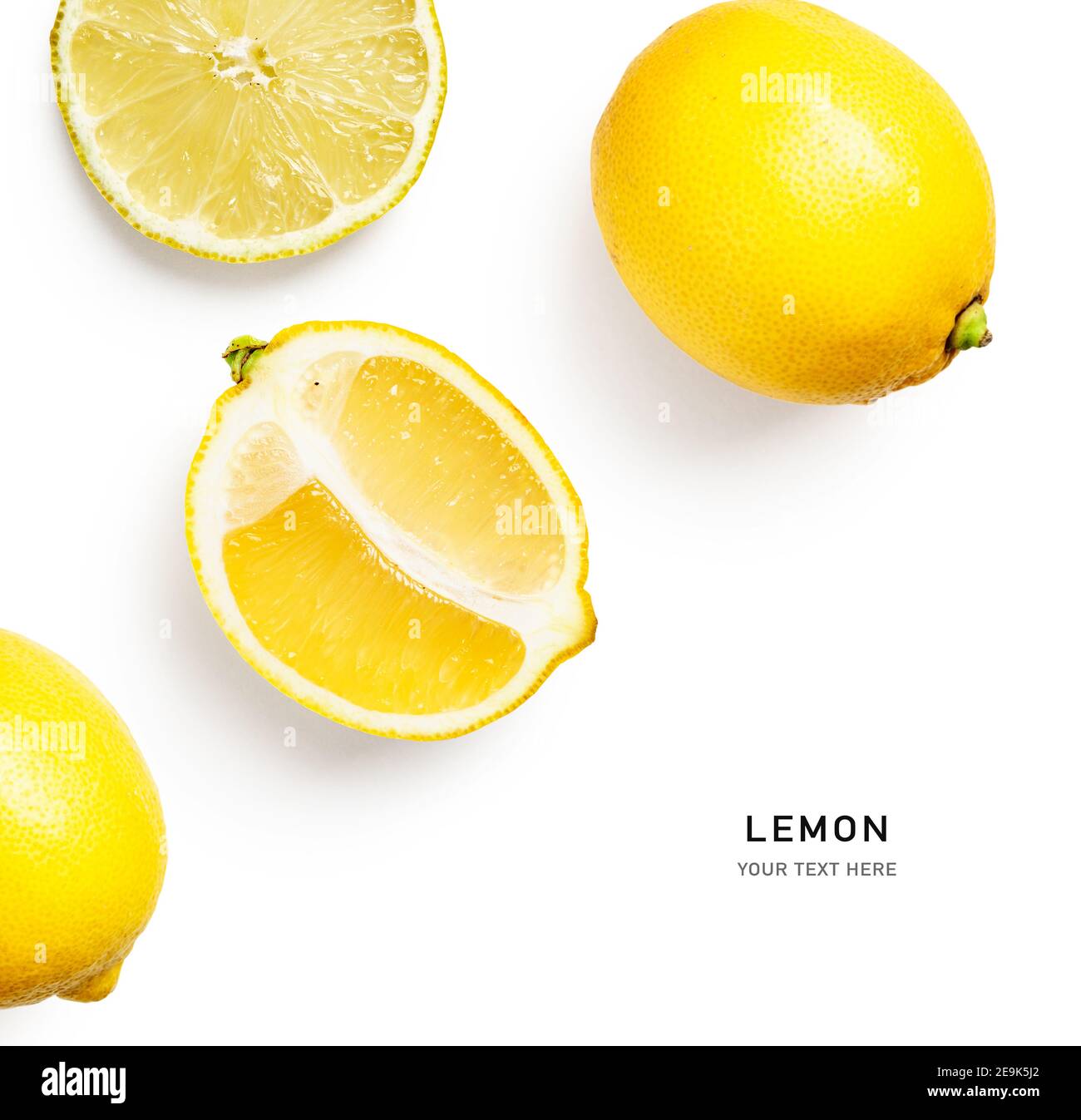 Fresh lemon fruit composition and creative layout isolated on white ...