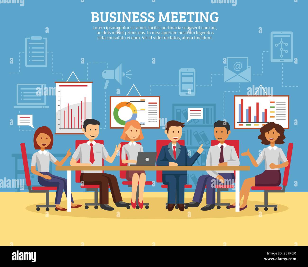 Business meeting concept with people chatting in conference room flat ...