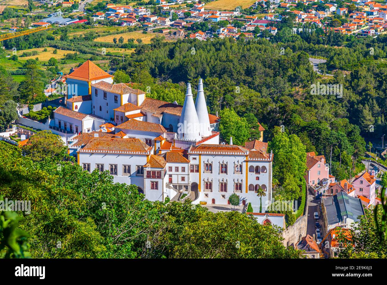 Aerial view of the national palace in Sintra, Portugal Stock Photo - Alamy