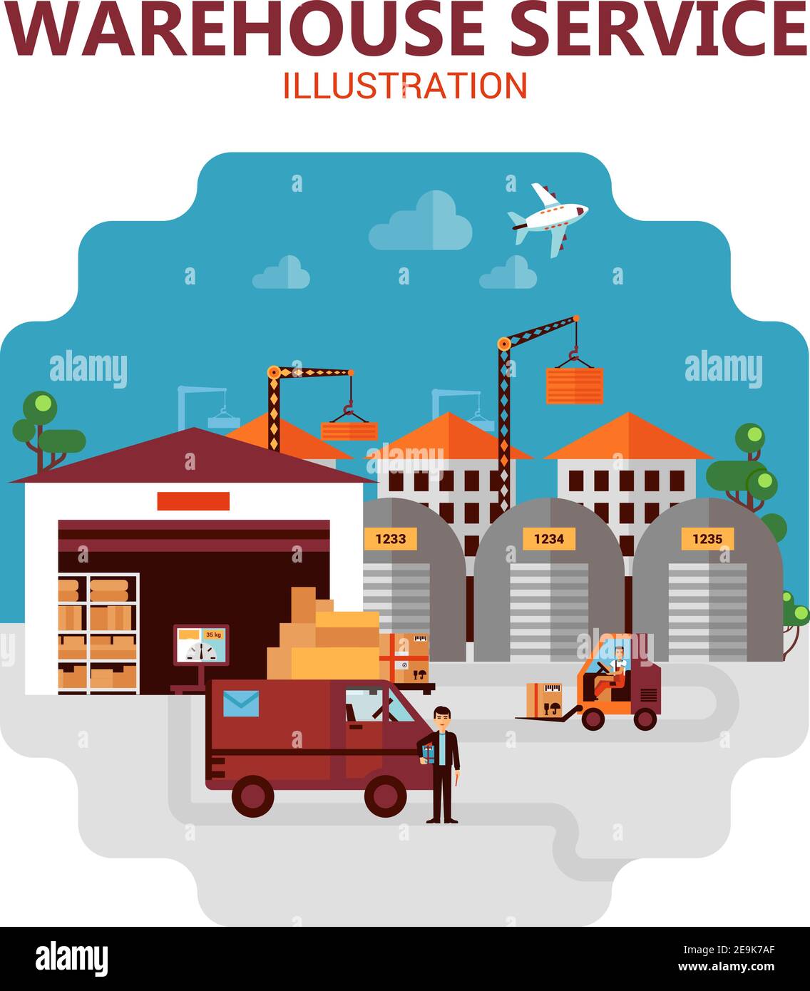 Warehouse service poster with scene of shipment of goods vector ...