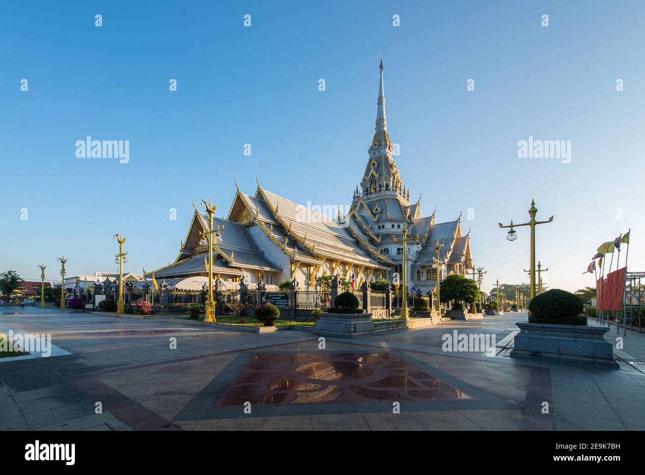 Wat Sothon Wararam Worawihan Thailand in cleared blue morning sky with ...