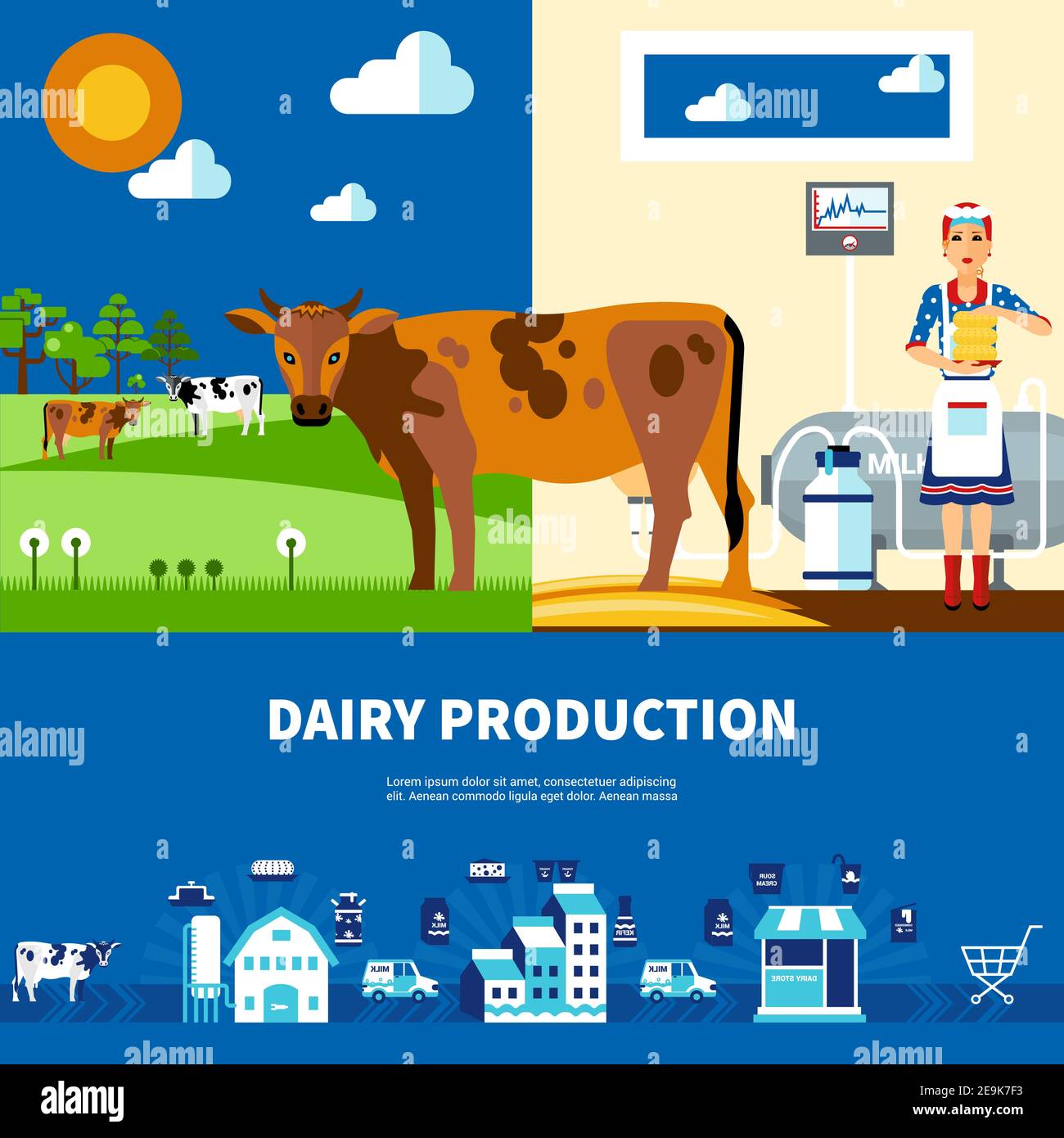 Milk cows eating Stock Vector Images - Alamy