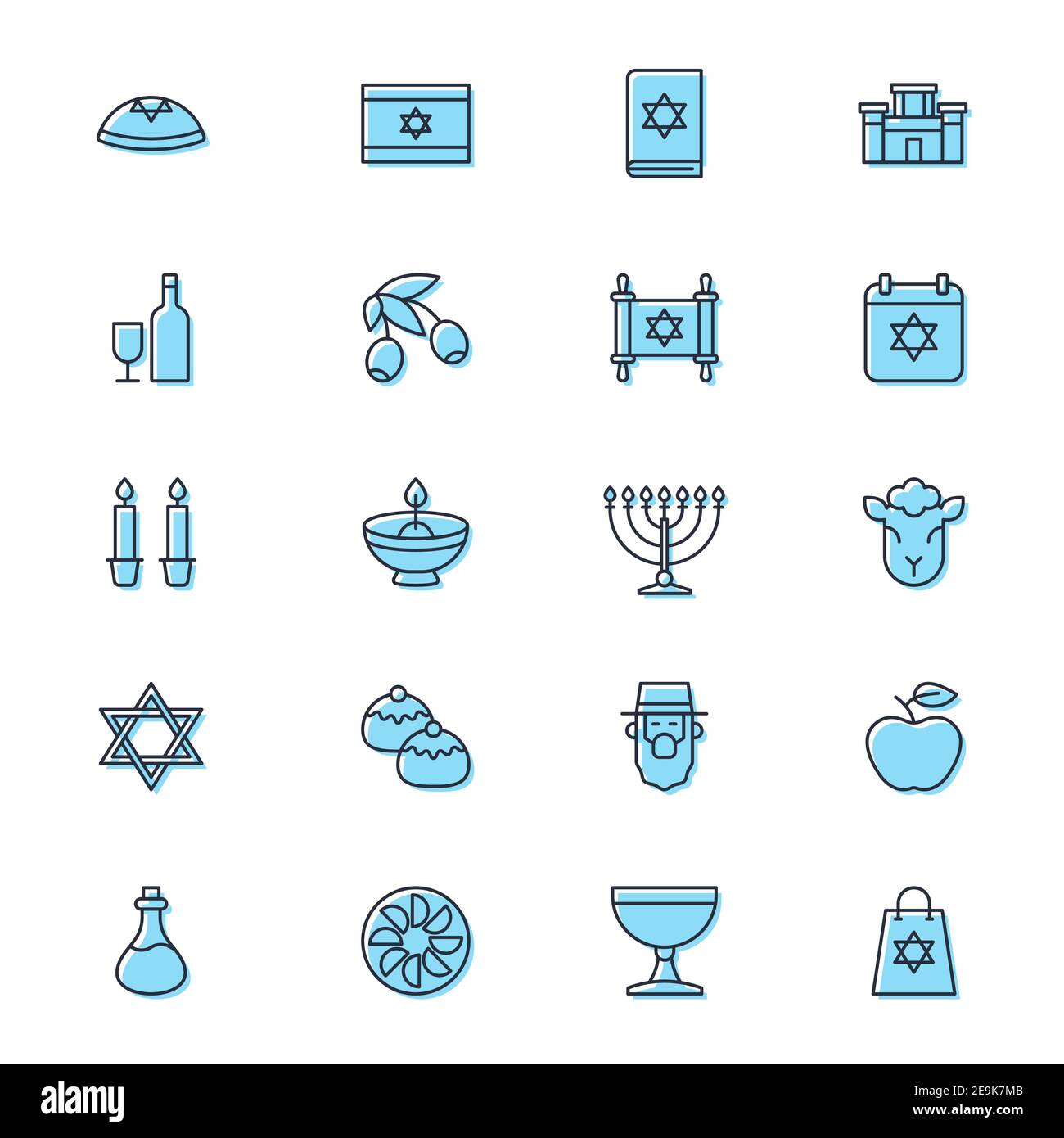 Judaism icons set, outline, glyph. filled vector symbol collection ...