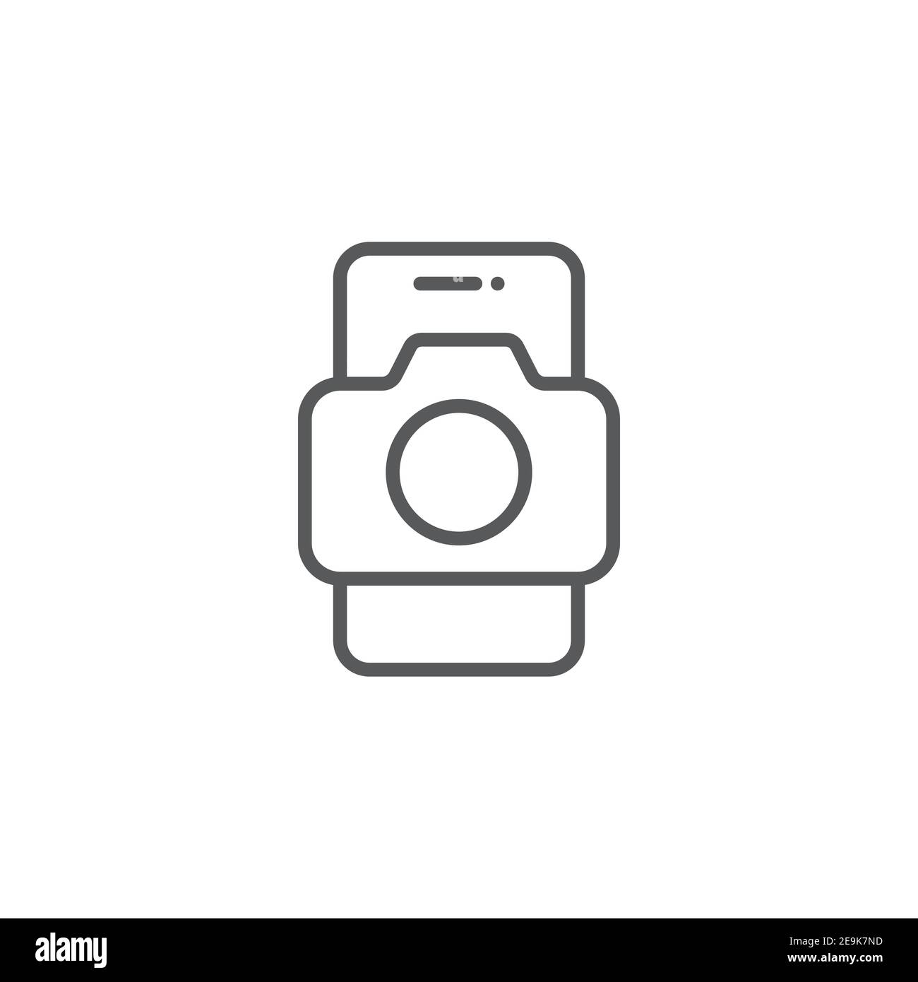 Mobile phone photography camera icon, color, line, outline vector sign ...