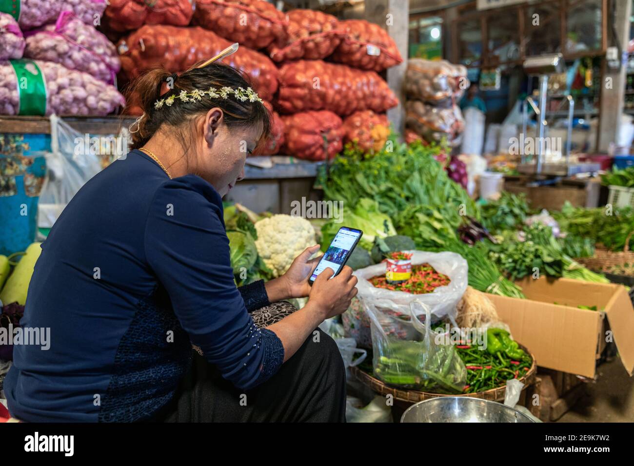 Sunday market in Myikyina in northern Myanmar Stock Photo - Alamy