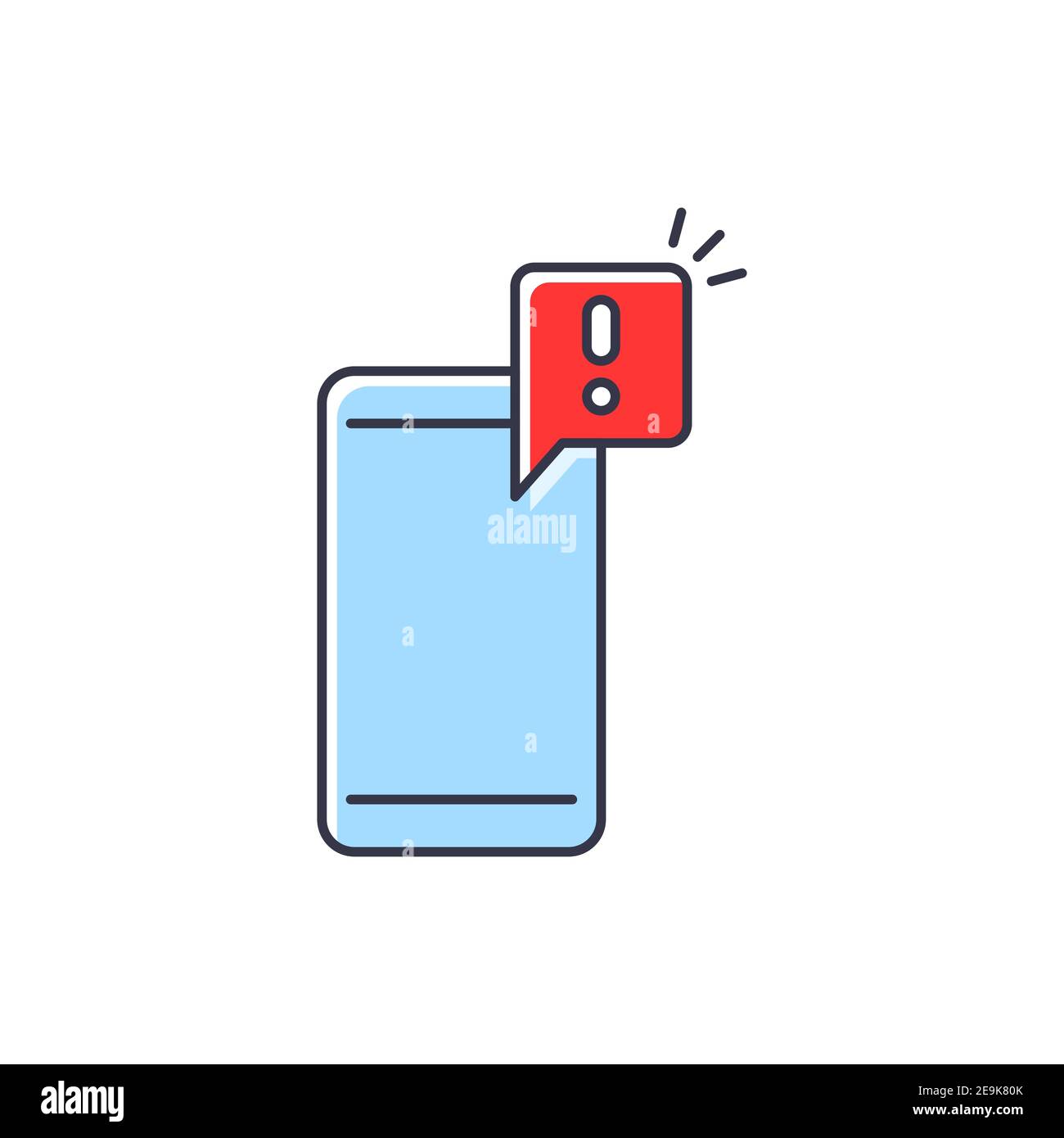 Mobile phone icon with exclamation mark icon, color, line, outline ...